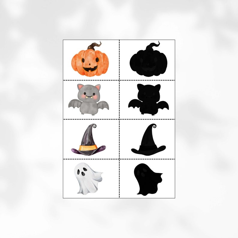 Halloween Shadow Matching Game Montessori, Montessori Matching Cards ...