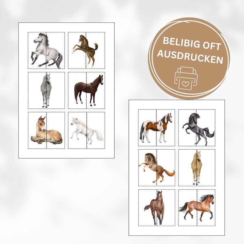 Horse Matching Game: Montessori Printable Cards (PDF) - Etsy
