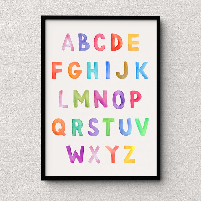 ABC Print, Rainbow Alphabet Poster, Printable Educational Wall Art ...