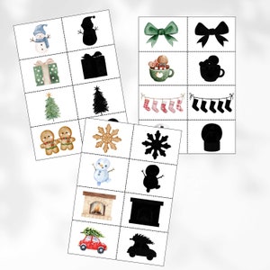 Christmas Shadow Matching Game Montessori, Montessori Matching Cards ...