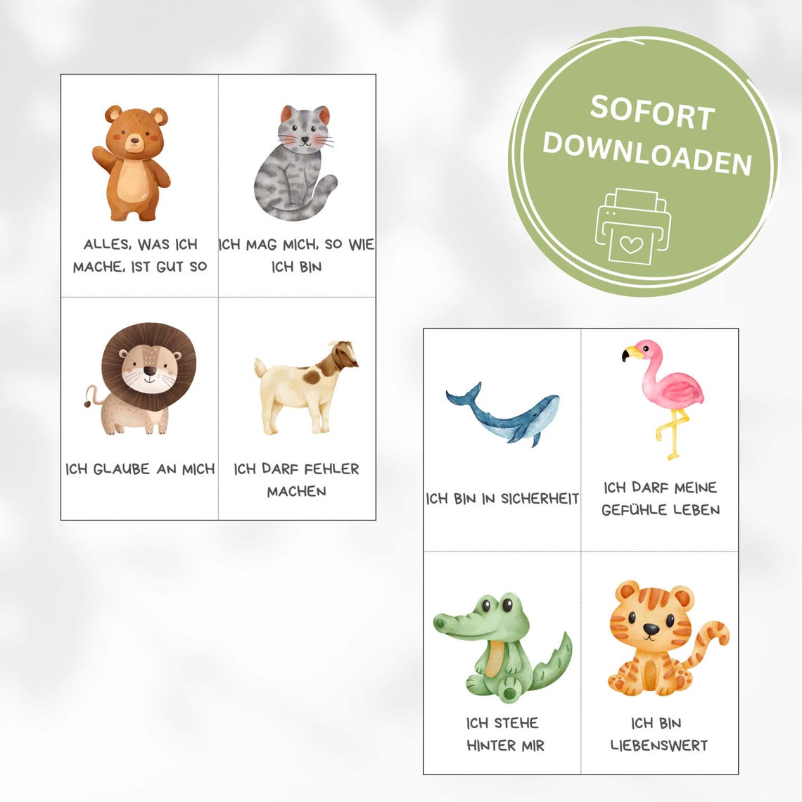 44 Affirmation Cards for Children, Animal Encouragement Cards for ...