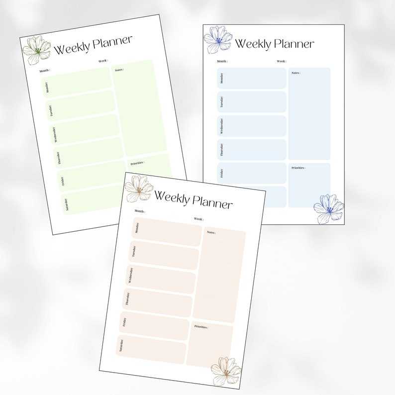 Weekly Planner Printable to Do List, Minimal Weekly Schedule, Weekly ...