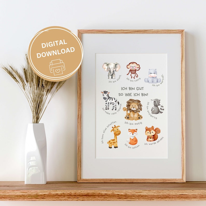 Animal Affirmation Poster, Children Poster, Children's Room, Children's ...