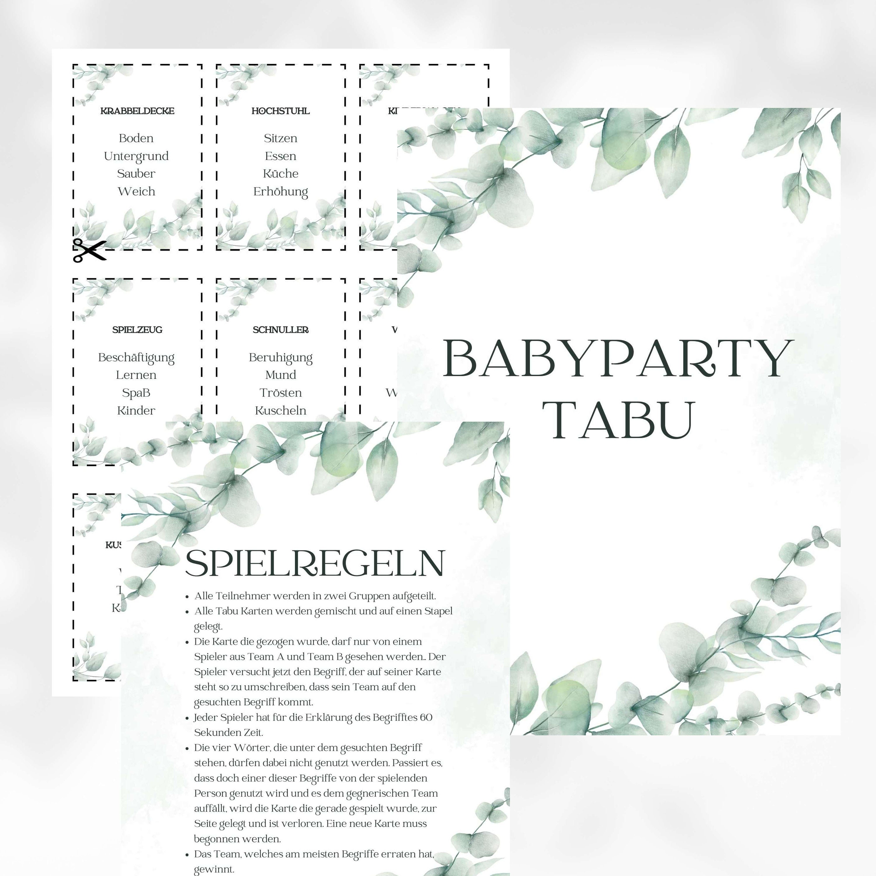 Babyparty Games to Print Out, Baby Tabu, Babyparty Digital, Digital ...