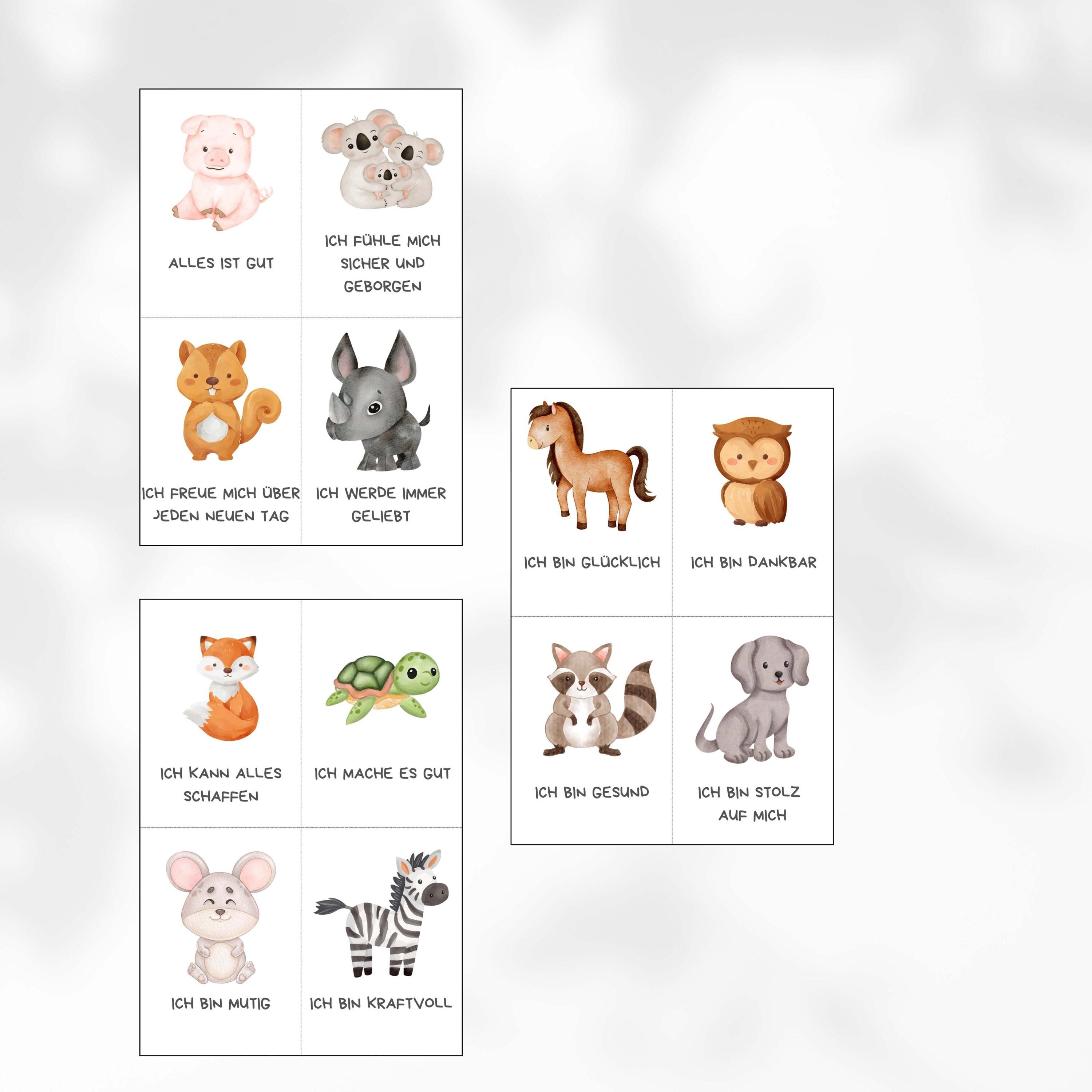 44 Affirmation Cards for Children, Animal Encouragement Cards for ...