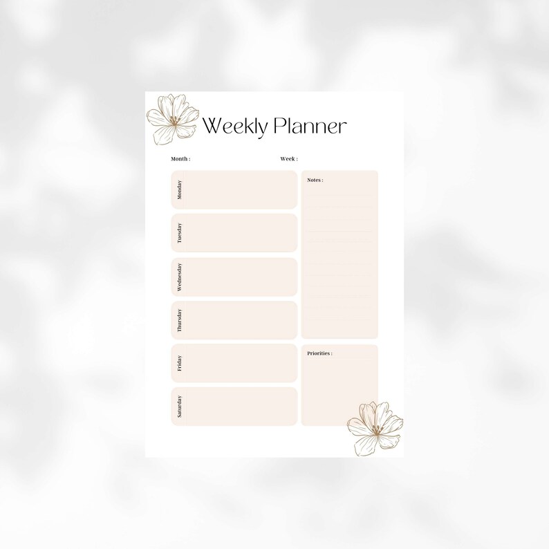 Weekly Planner Printable to Do List, Minimal Weekly Schedule, Weekly ...