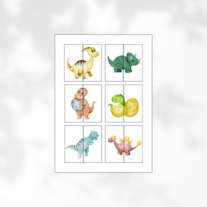 Dino Matching Game Montessori, Montessori Matching Cards, Printable ...
