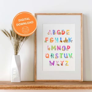 ABC Animal Print, Rainbow Alphabet Poster, Printable Educational Wall ...