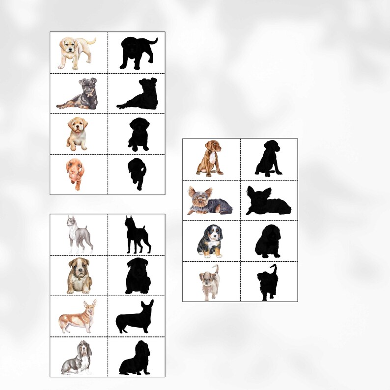 Dog Shadow Matching Game: Montessori Toddler Activity (printable PDF ...