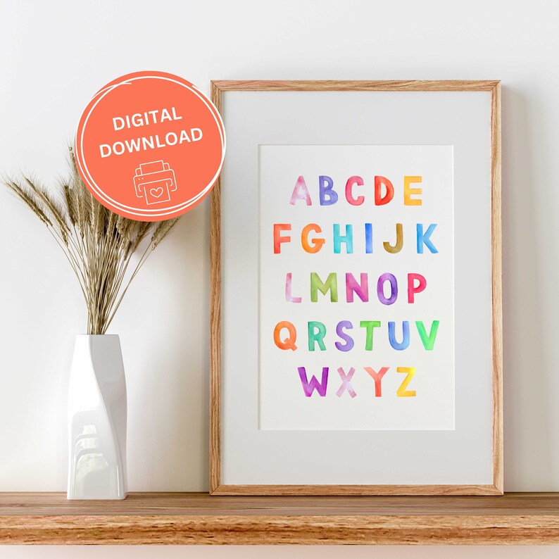 ABC Print, Rainbow Alphabet Poster, Printable Educational Wall Art ...