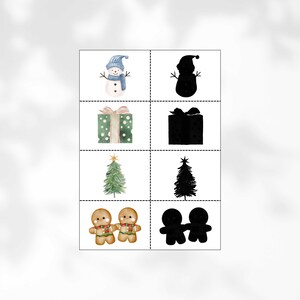 Christmas Shadow Matching Game Montessori, Montessori Matching Cards ...