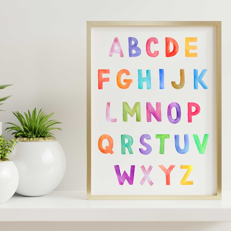 ABC Print, Rainbow Alphabet Poster, Printable Educational Wall Art ...