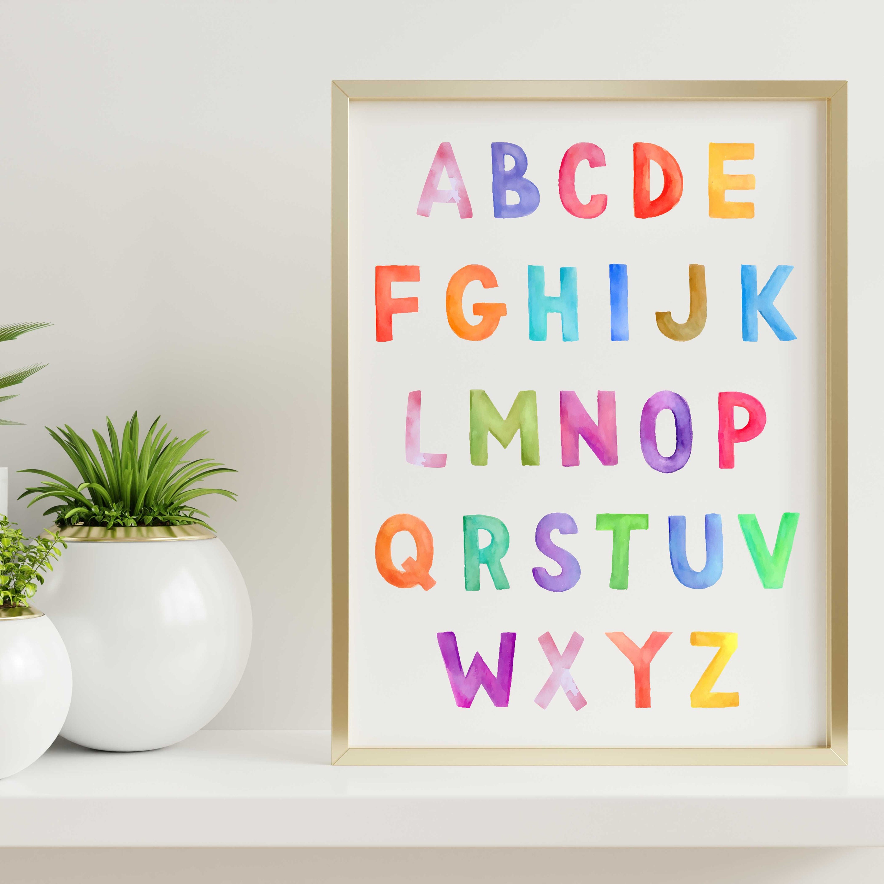 ABC Print, Rainbow Alphabet Poster, Printable Educational Wall Art ...