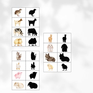 Farm Shadow Matching Game Montessori, Montessori Matching Cards Toddler ...