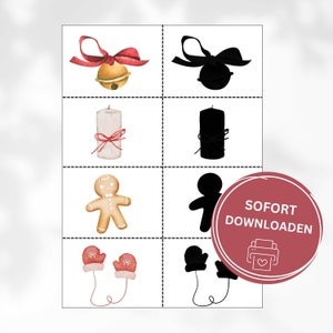 Christmas Shadow Matching Game Montessori, Montessori Matching Cards ...