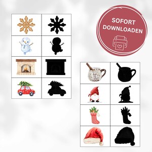 Christmas Shadow Matching Game Montessori, Montessori Matching Cards ...