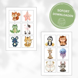 Animal Matching Game Montessori, Montessori Matching Cards, Printable ...