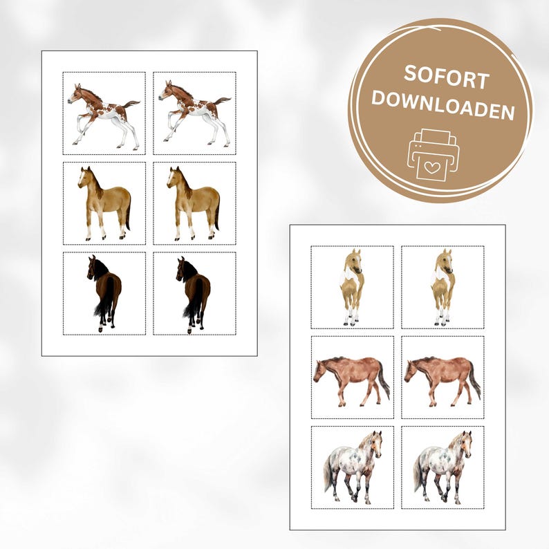 Horse Memory Game Montessori: Printable Matching Cards (PDF) - Etsy