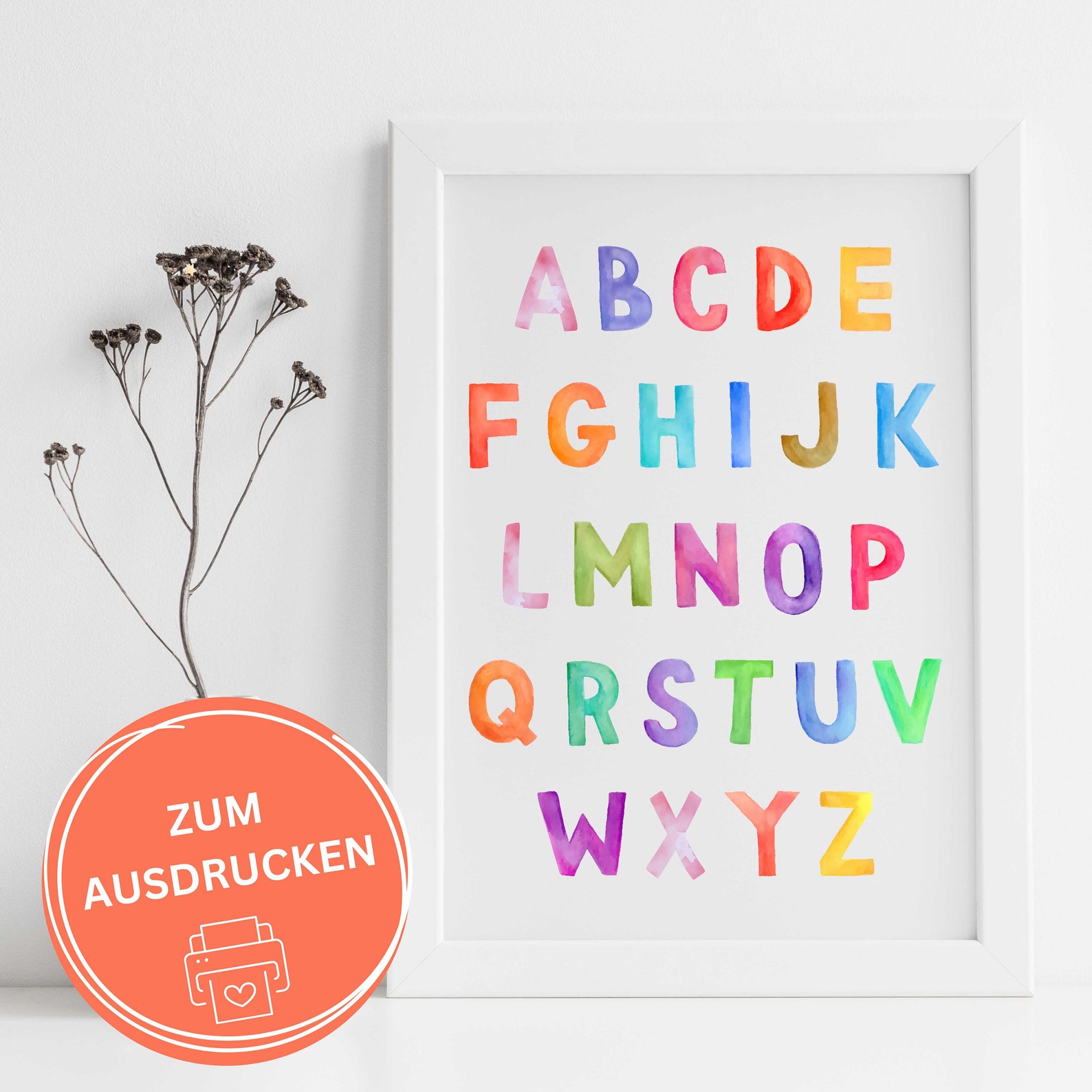 ABC Print, Rainbow Alphabet Poster, Printable Educational Wall Art ...