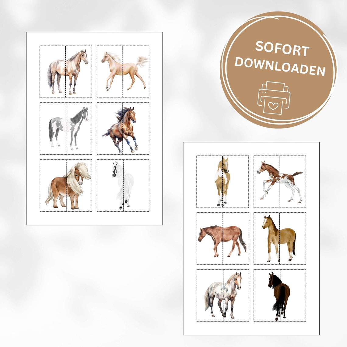 Horse Matching Game: Montessori Printable Cards (PDF) - Etsy