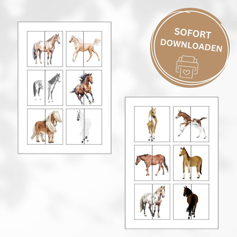 Horse Matching Game: Montessori Printable Cards (PDF) - Etsy
