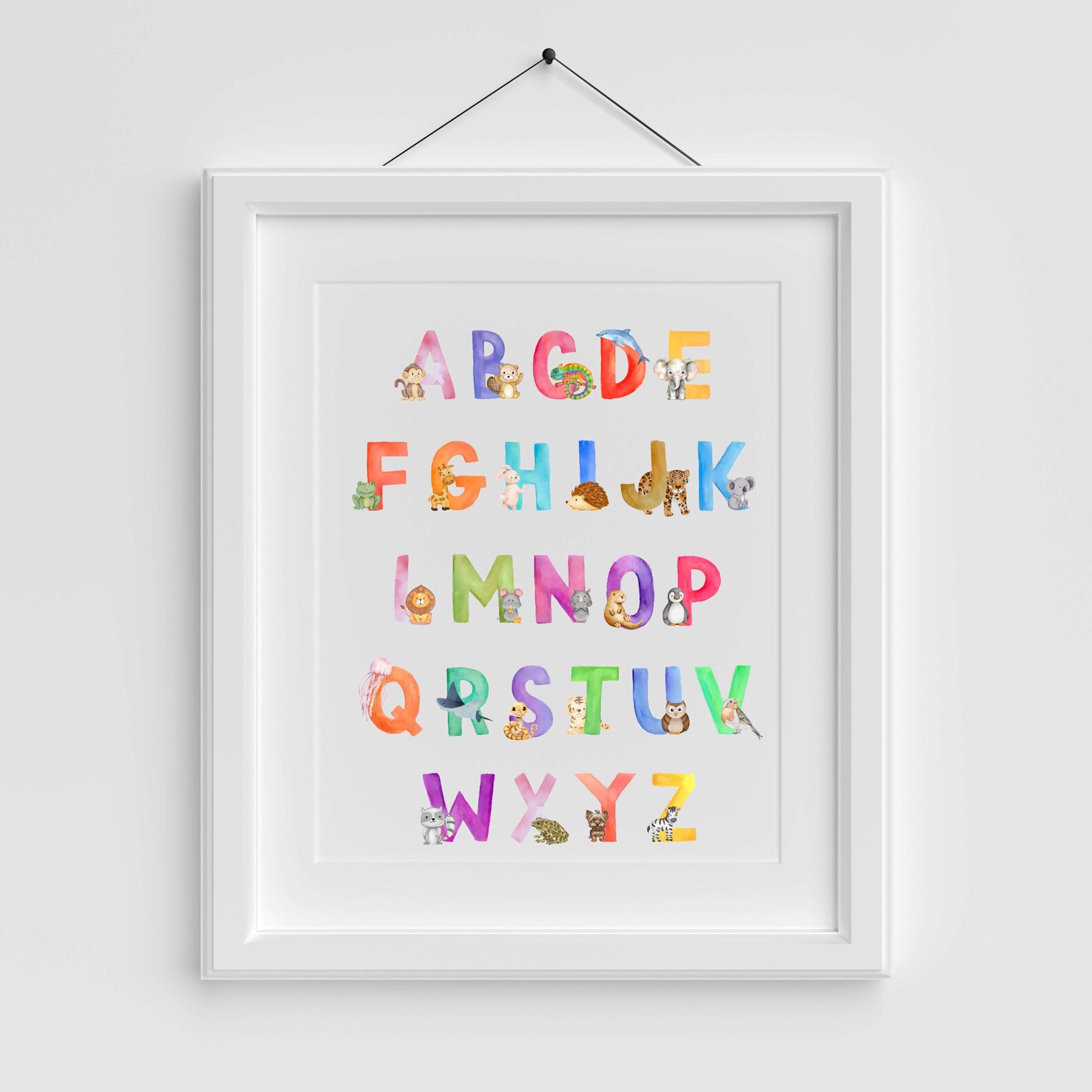 ABC Animal Print, Rainbow Alphabet Poster, Printable Educational Wall ...