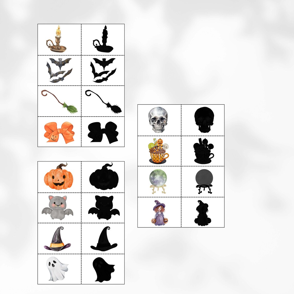 Halloween Shadow Matching Game Montessori, Montessori Matching Cards ...