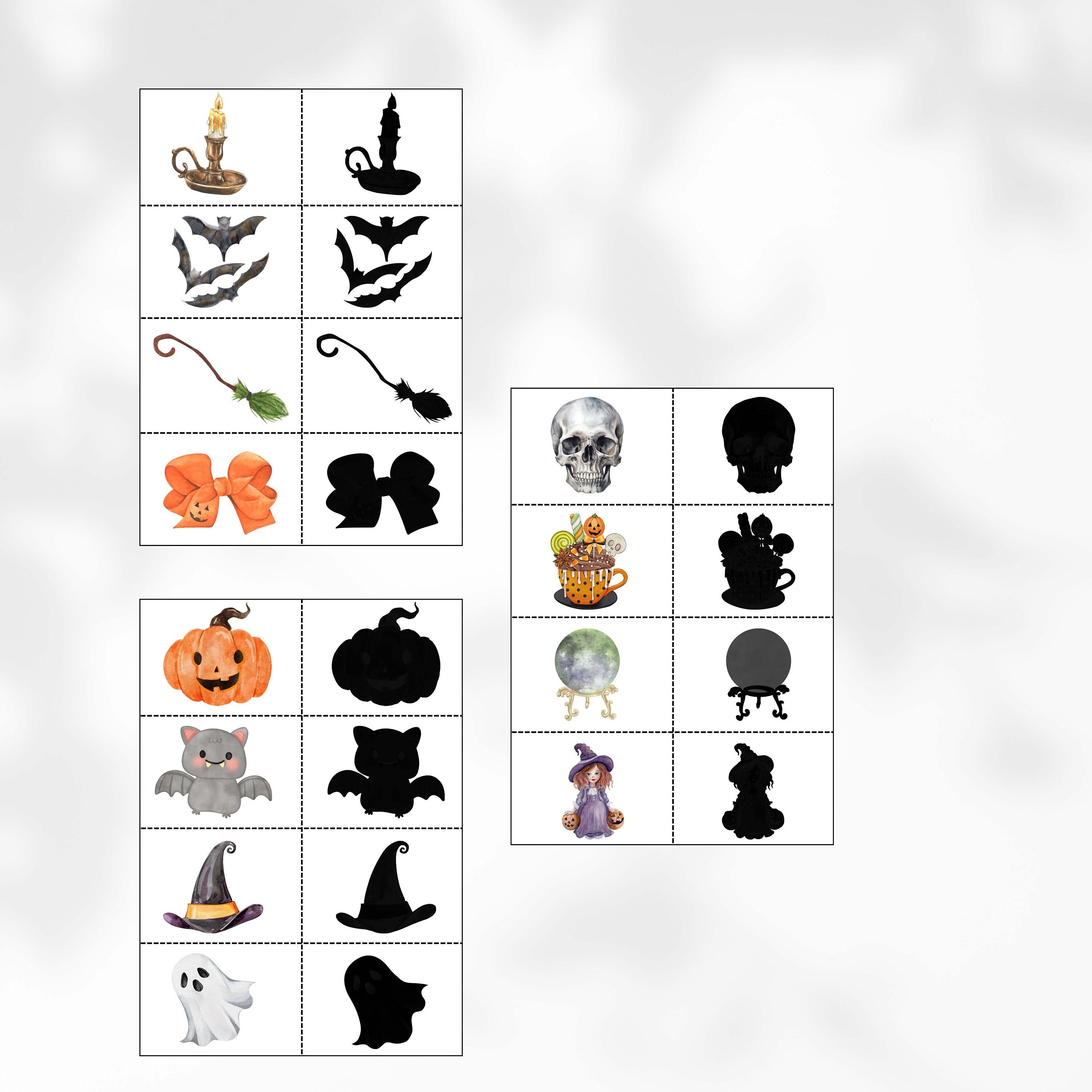 Halloween Shadow Matching Game Montessori, Montessori Matching Cards ...