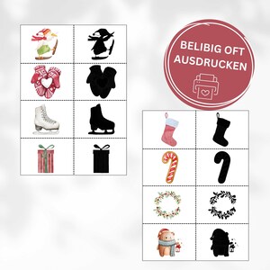 Christmas Shadow Matching Game Montessori, Montessori Matching Cards ...