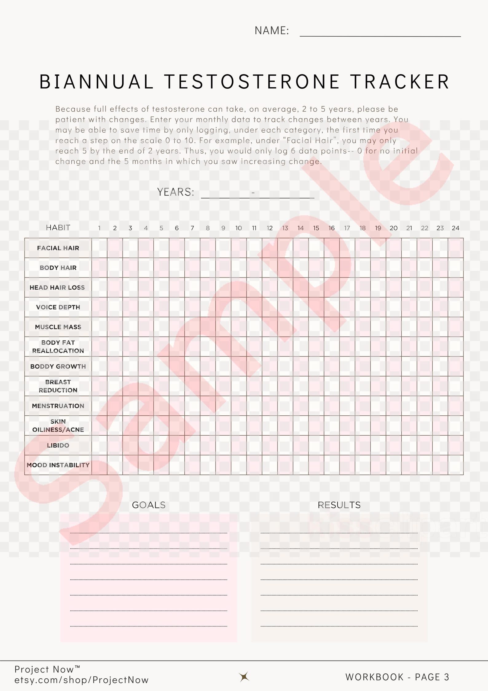 Testosterone Transition Tracker – Transgender, Nonbinary (templates ...