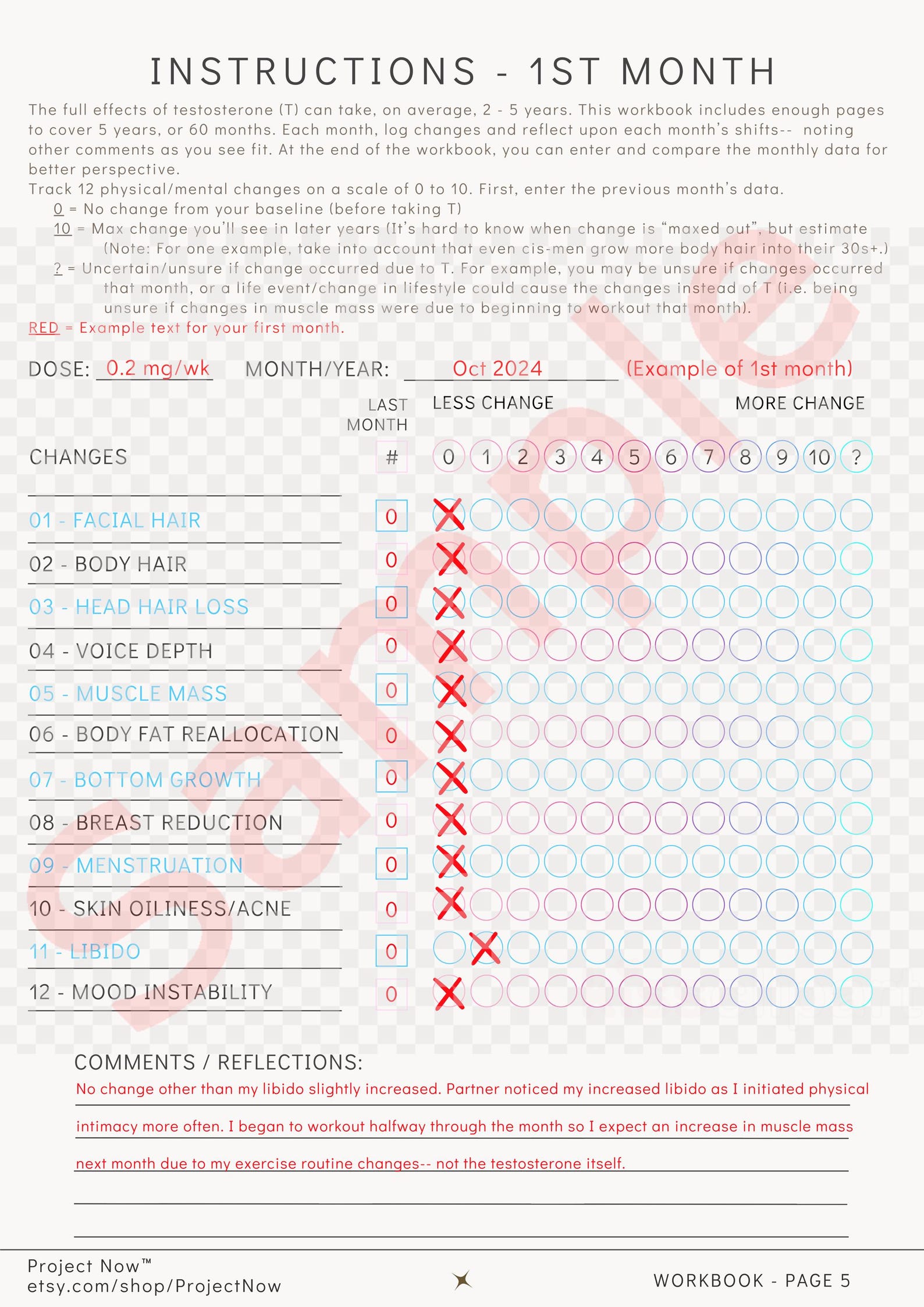 Testosterone Transition Tracker – Transgender, Nonbinary (templates ...