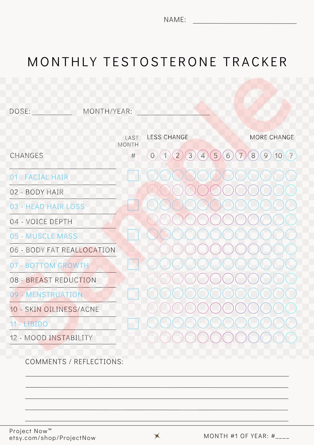 Testosterone Transition Tracker – Transgender, Nonbinary (templates ...