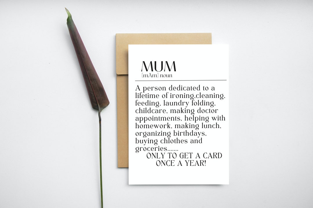 Mum / Mother Definition Card I Rude, Sassy, Cheeky, Funny Card I ...