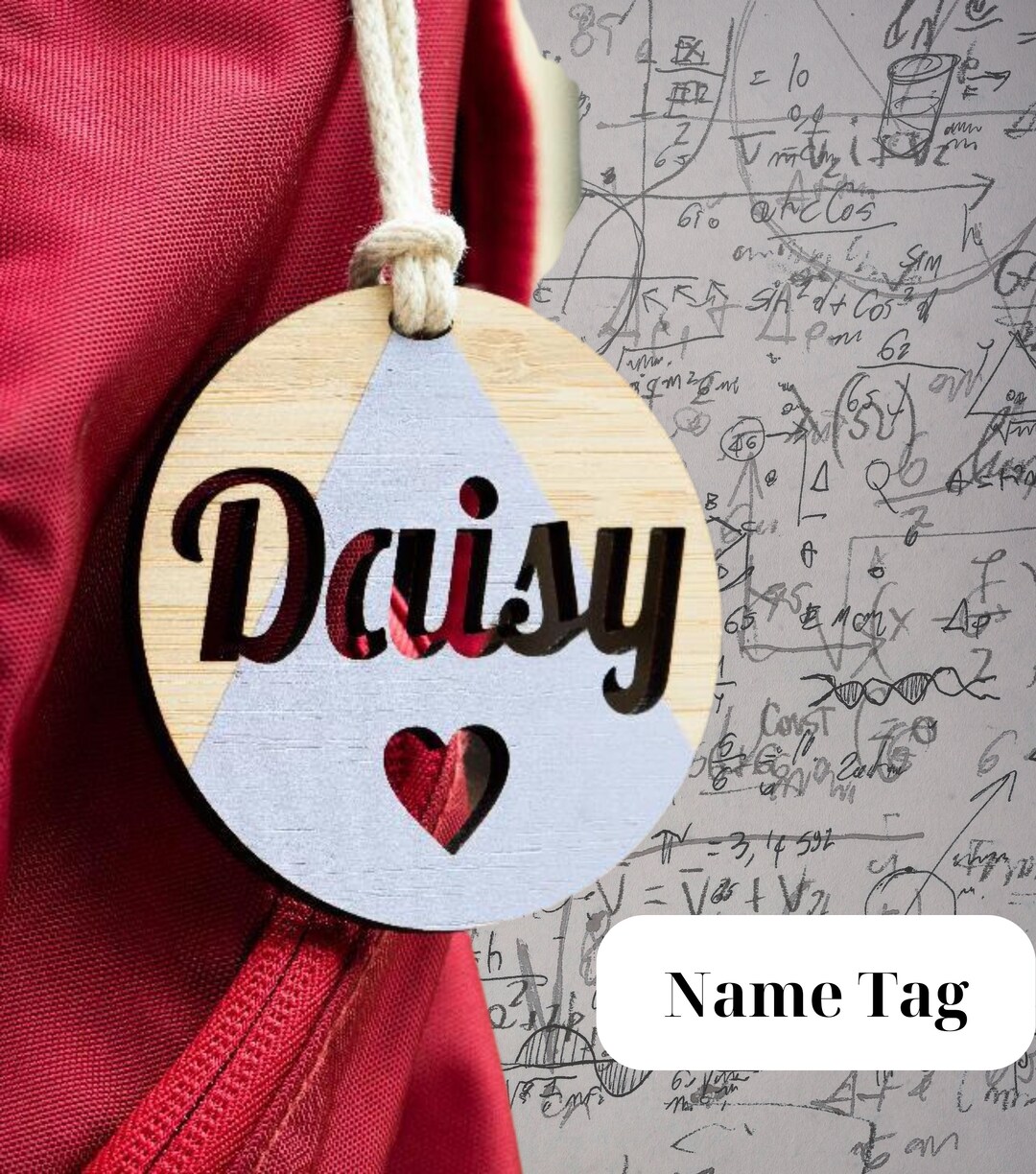Round School Bag Name Tag, Custom Name Backpack Tags, Baby Name Sign ...
