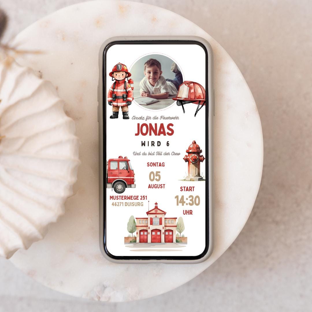Fire Department Invitation for Children's Birthday Party Whatsapp ...