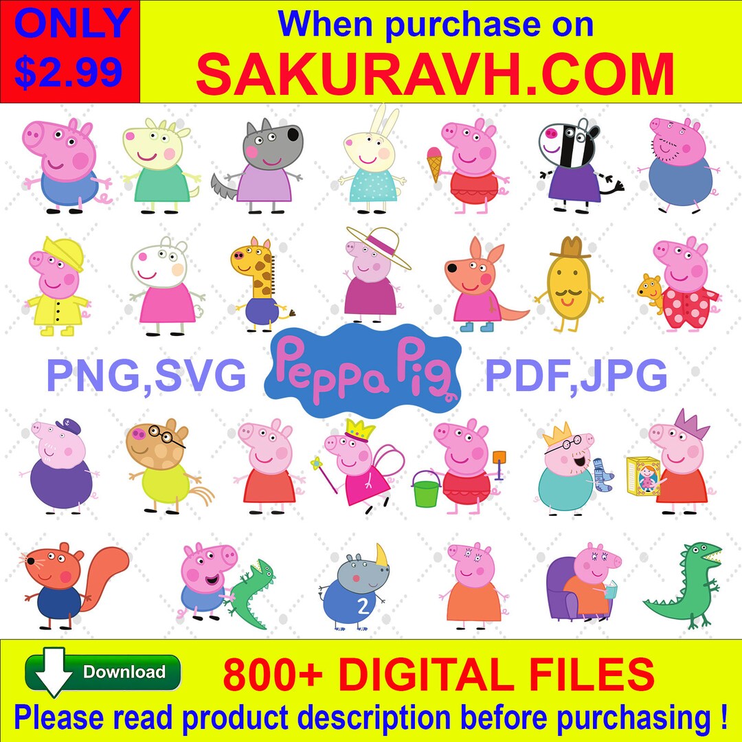 800 MEGA Peppa Pig SVG, Bundle Layered Svg, Layered and Instant ...