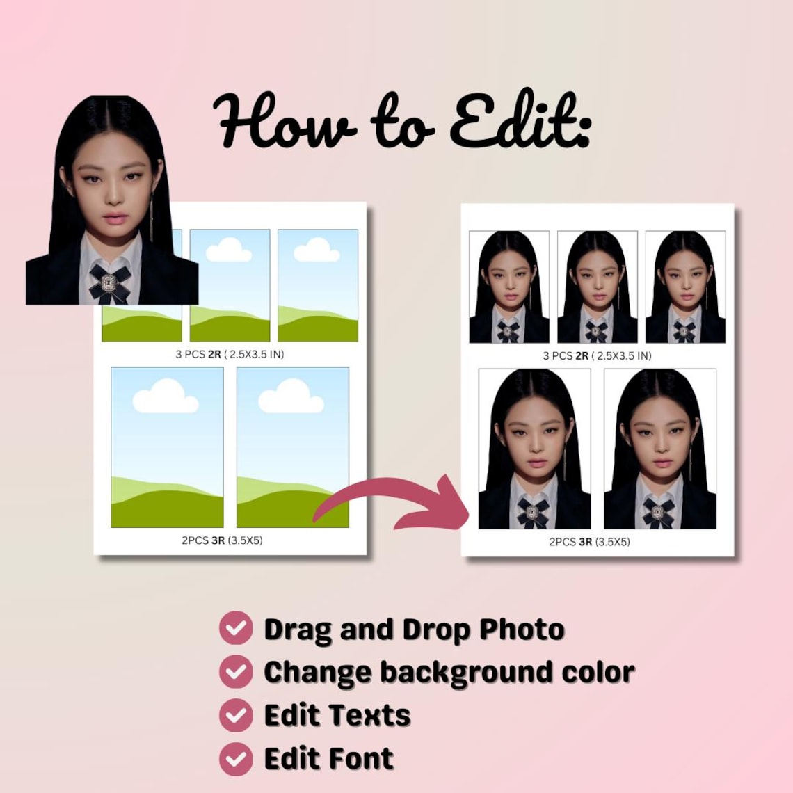 Rush ID and Passport Photo Canva Frame Templates, Editable Photo ...