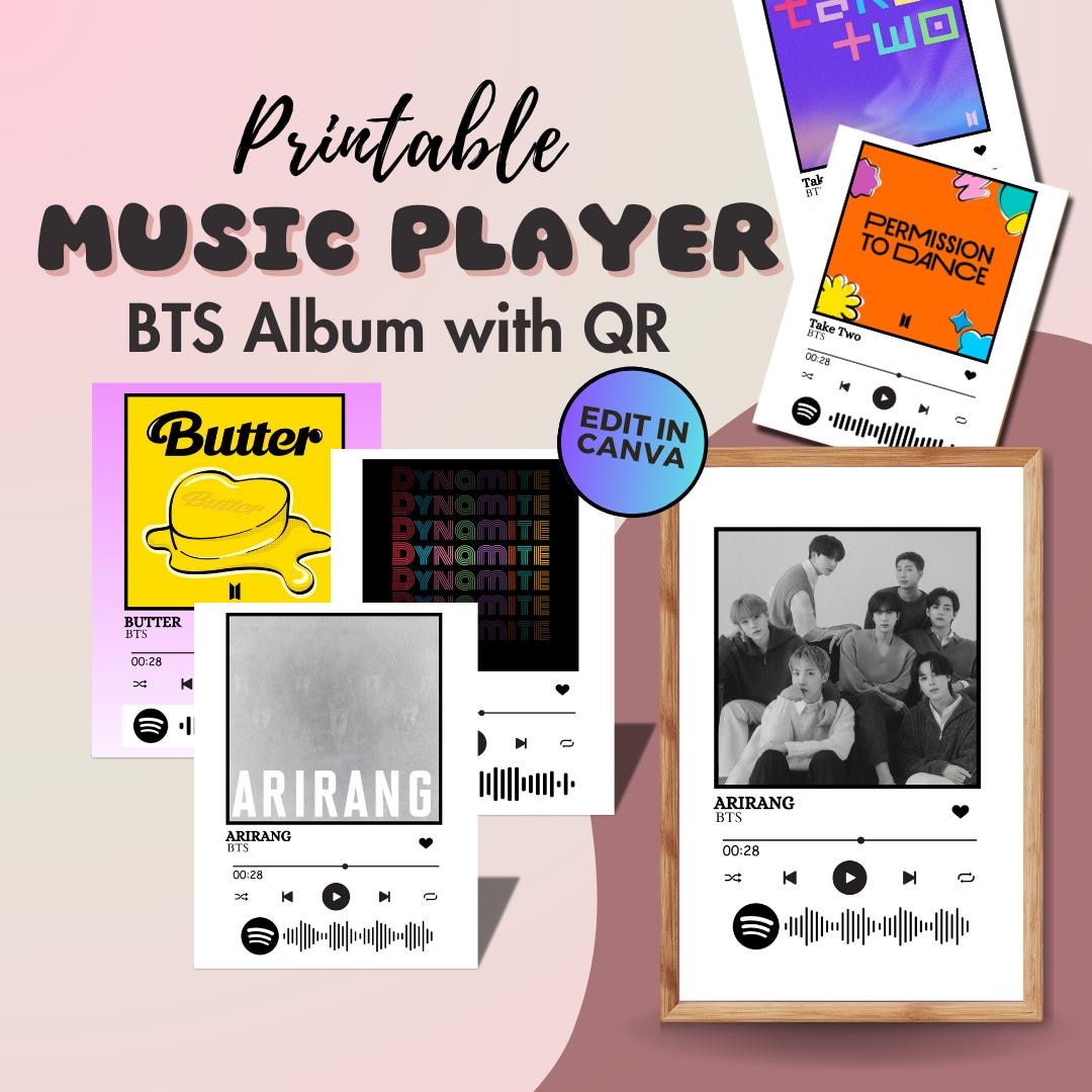 Printable BTS Music Player Template, Editable Canva A4, Album Covers ...