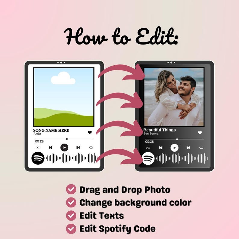 Customizable Music Player Canva Frame Templates, Couple Gift ...