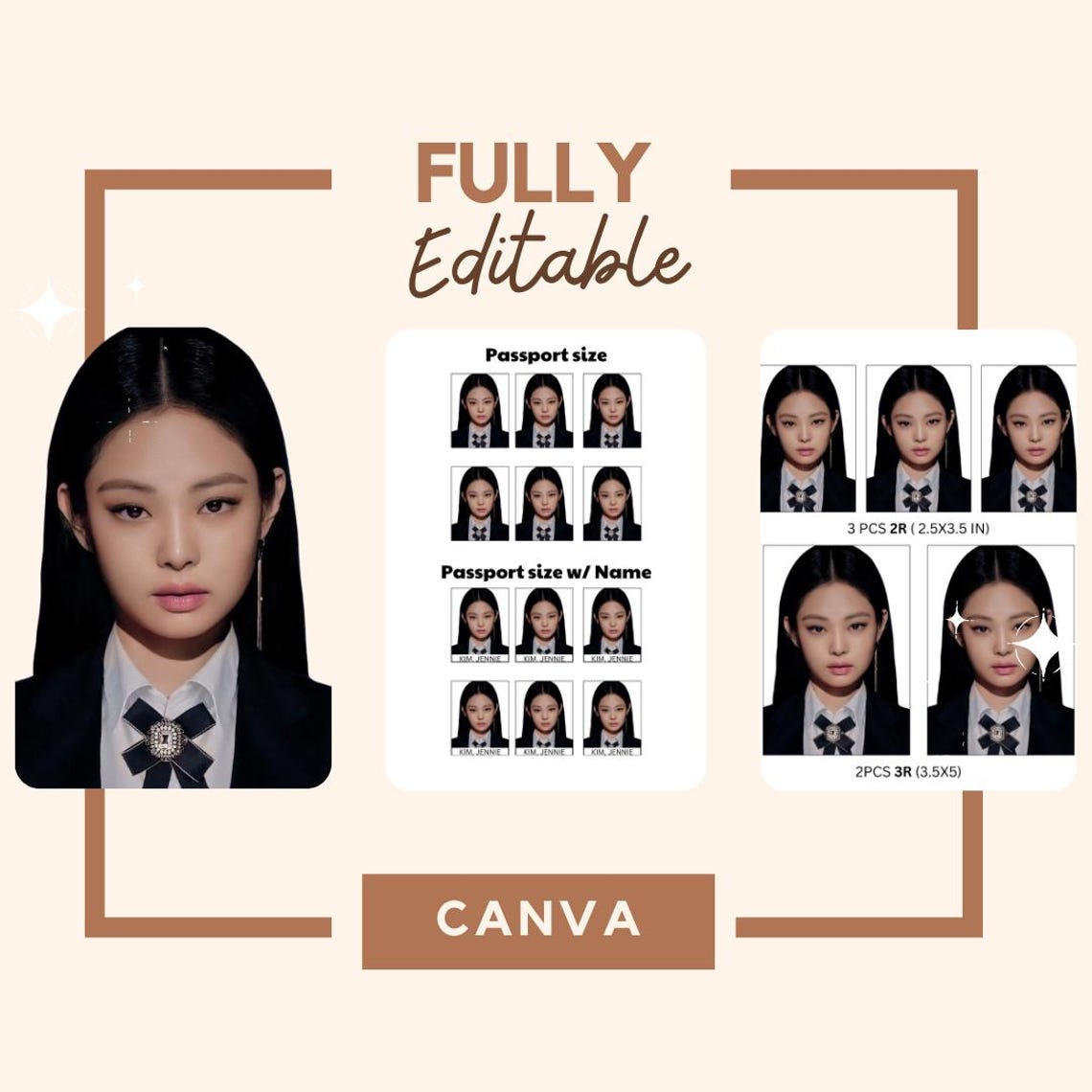 Rush ID and Passport Photo Canva Frame Templates, Editable Photo ...