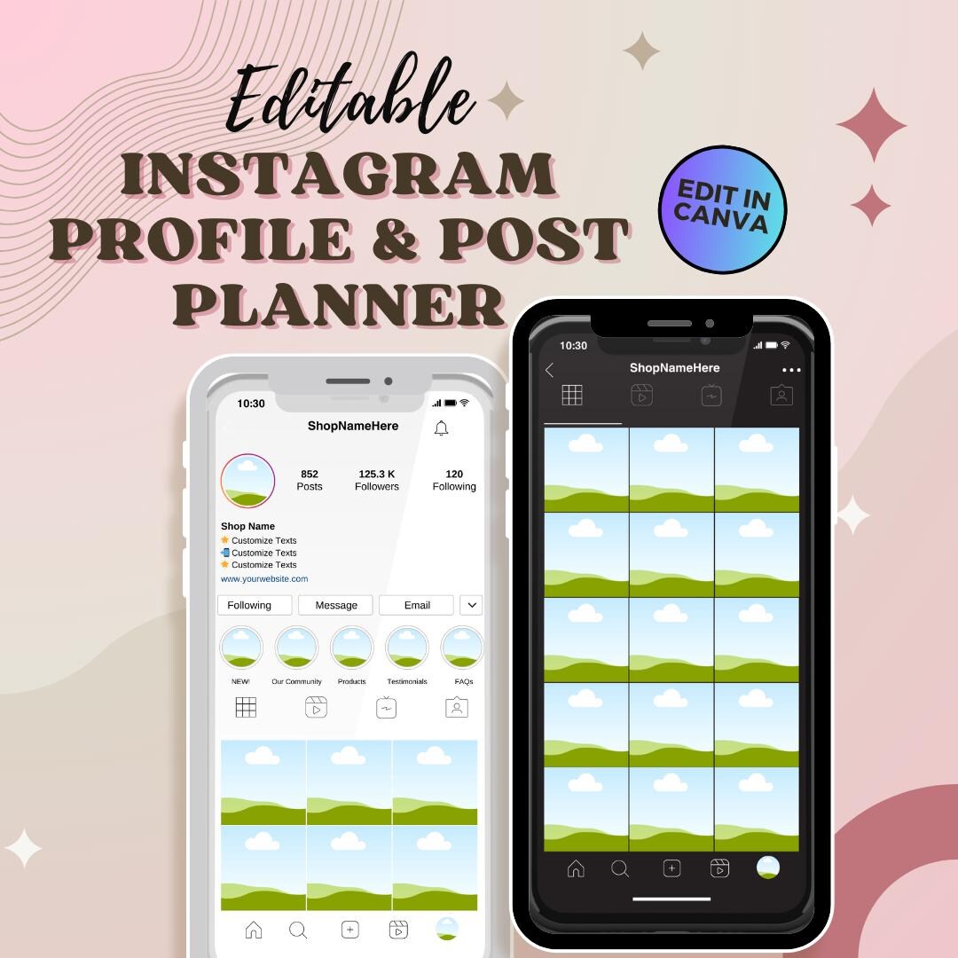 Instagram Profile Mock up Editable Canva Templates for Feed, Reels ...