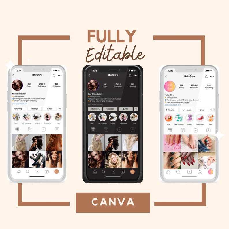 Instagram Profile Mock up Editable Canva Templates for Feed, Reels ...