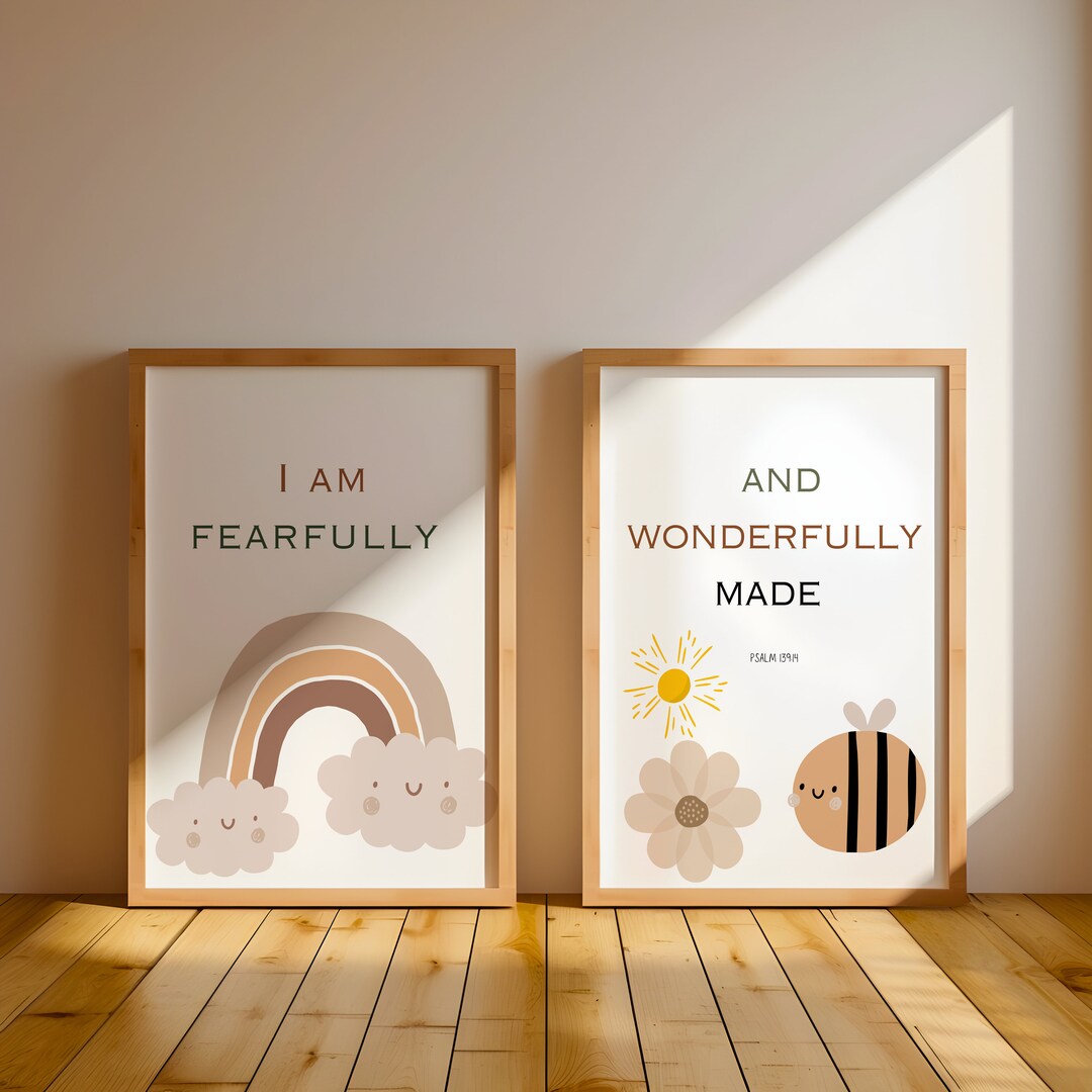 I Am Fearfully and Wonderfully Made Psalm 139 14 Nursery Wall Boho Art ...
