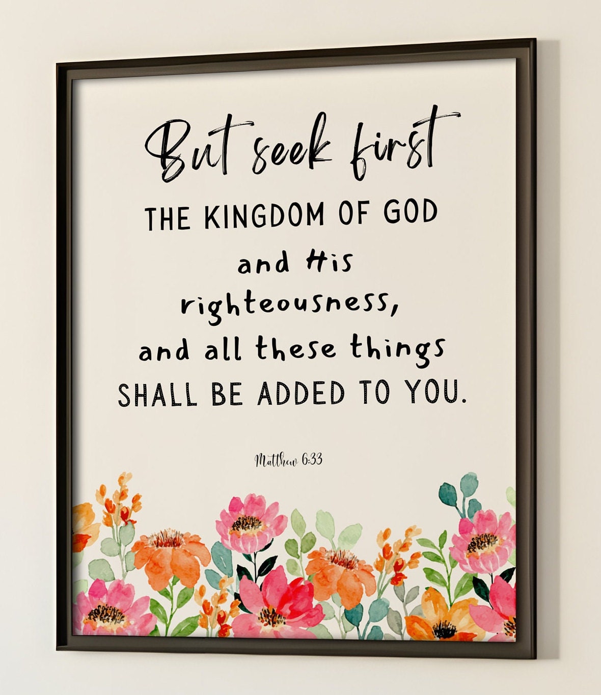 Seek First the Kingdom of God Wall Art Matthew 6 33 Bible Verse Print ...