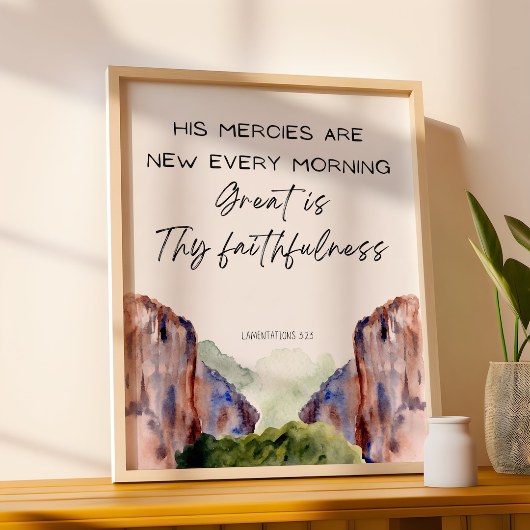 Great is Thy Faithfulness Lamentations 3 23 KJV Bible Verse Wall Art ...
