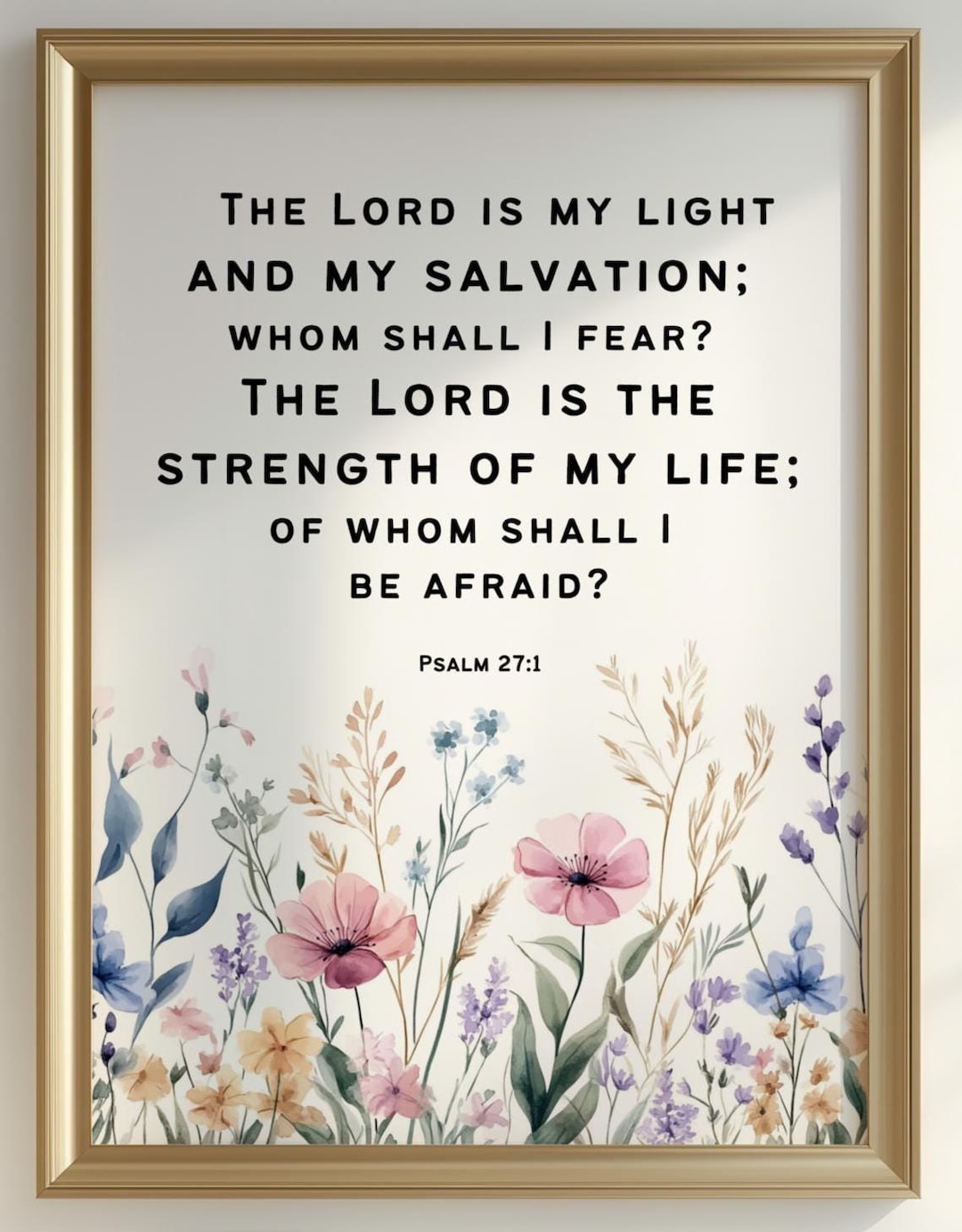 The Lord is My Light and Salvation, Psalm 27:1 Print, Bible Verse Wall ...