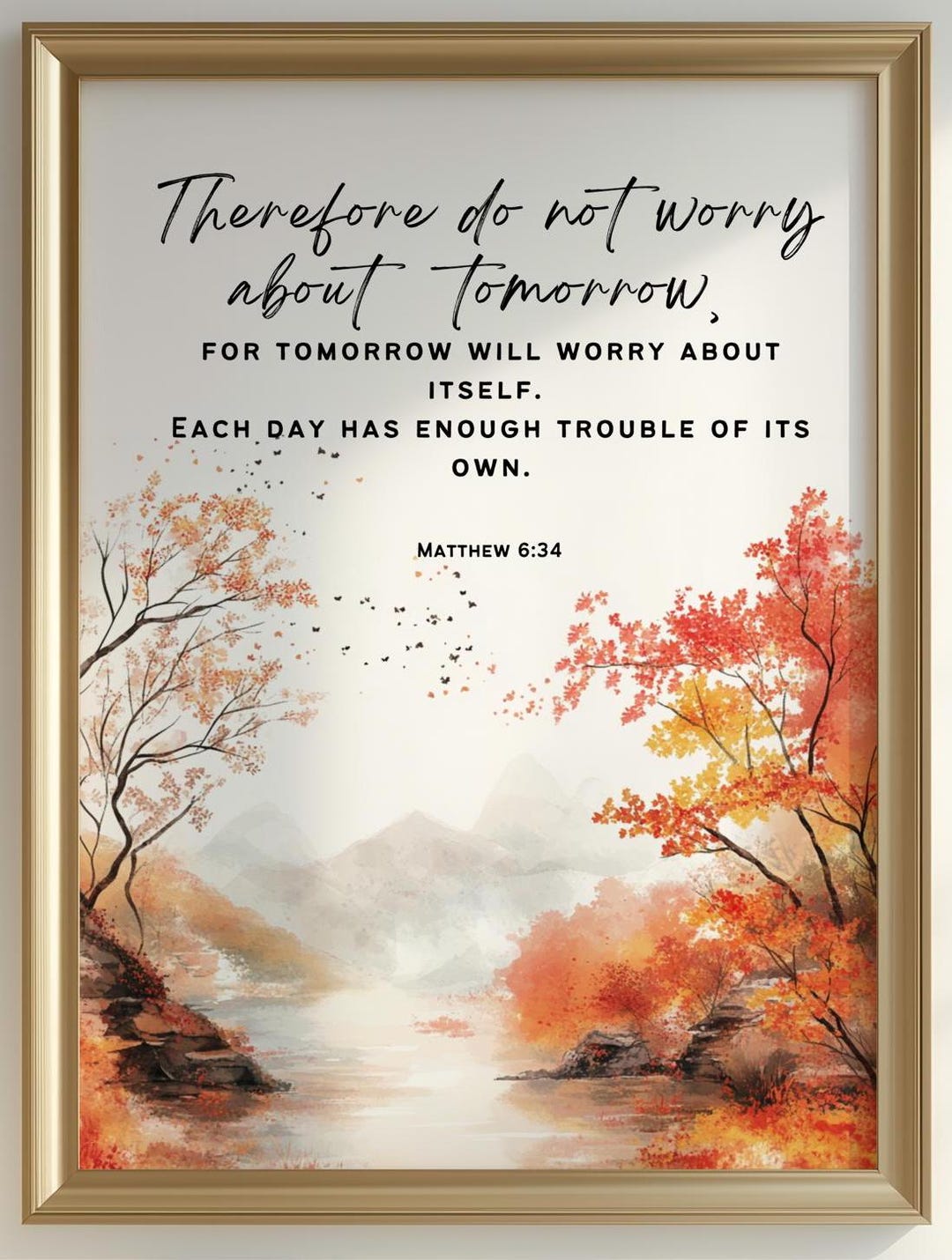 Do Not Worry About Tomorrow, Matthew 6:34 Prints, Scripture Wall Art ...