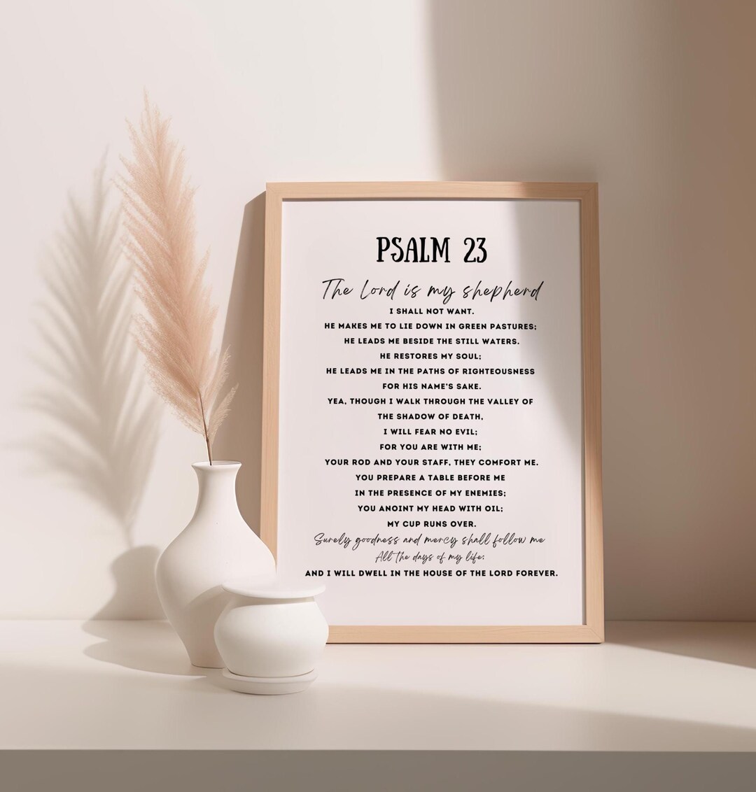 Psalm 23 Printable, the Lord is My Shepherd Print, Bible Verse Wall Art ...