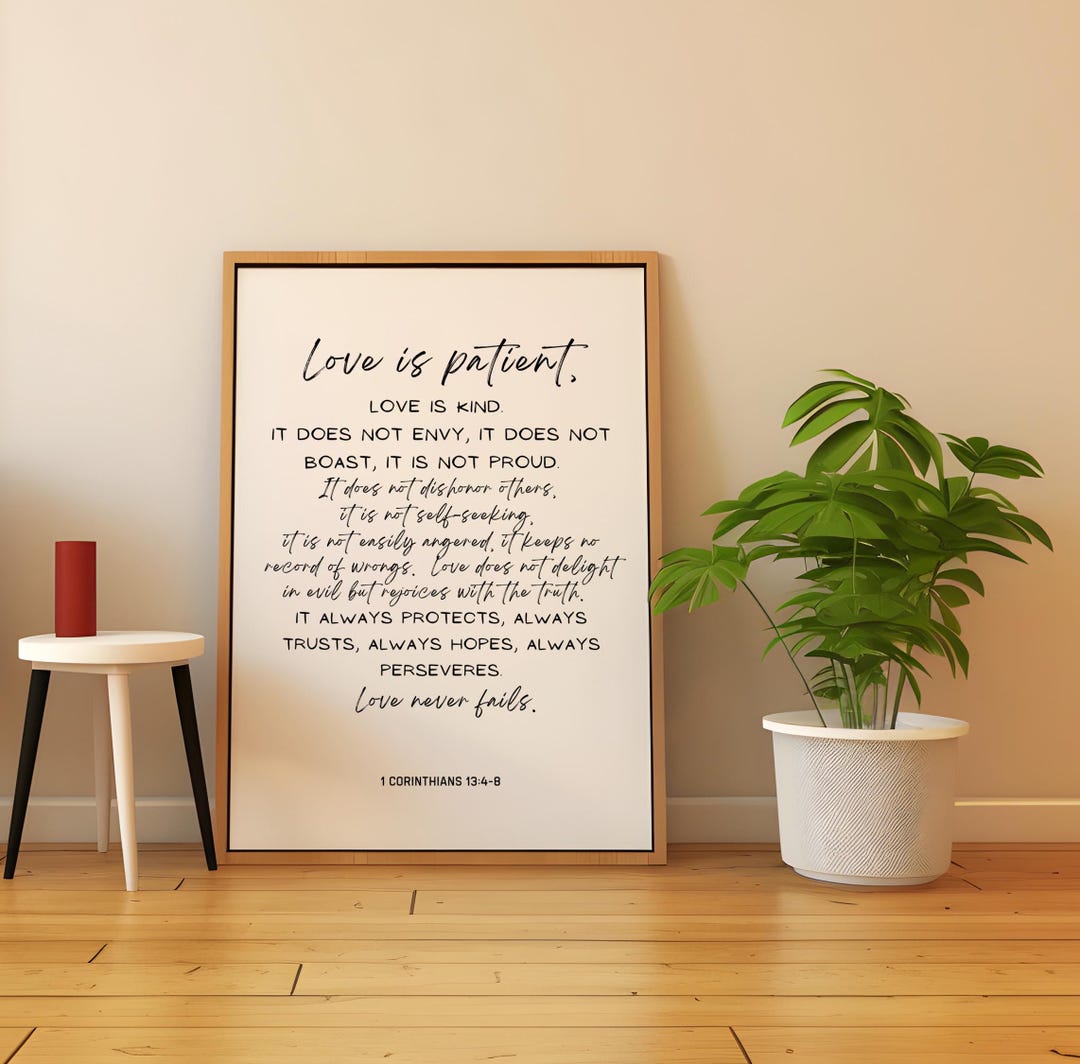 Love is Patient Love is Kind Printable, 1 Corinthians 13:4-8 Print ...