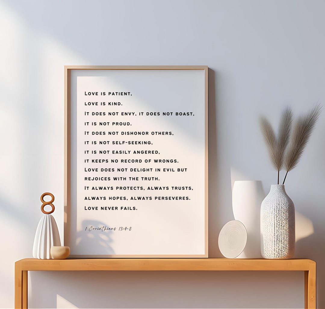 1 Corinthians 13:4-8, Love is Patient Love is Kind, Bible Verse ...